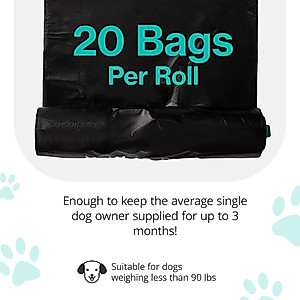 PawPail Trash Can Liners, Dog Poop Disposal Bags, 100% Recycled Plastic, Floral Scented, for PawPail Pet Waste Station, Cat Litter Box, or Outdoor Trash Can | 1 Roll of 20 Large Size Bags