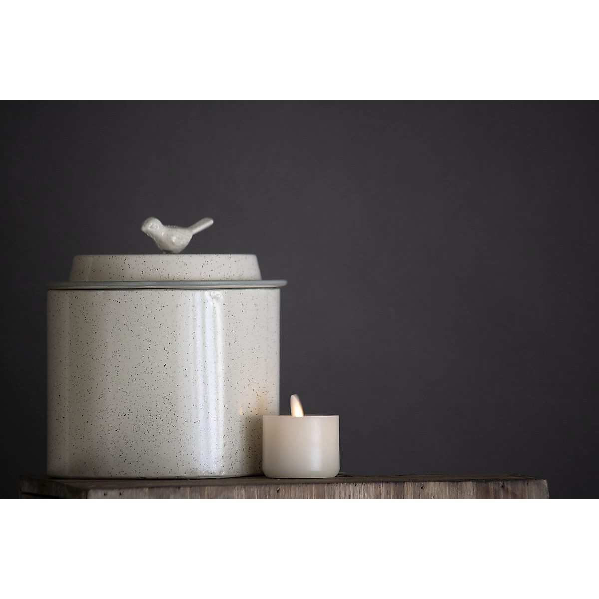 Foreside Home & Garden Off- White Enamel Metal Lidded Decorative Storage Trinket Box FDDD10075