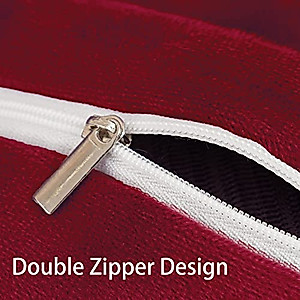 Dekoresyon Plush Duvet Cover Set, Luxury Ultra Soft Velvet Duvet Cover Set Fluffy Plush Shaggy Bedding Sets 4 Pieces (1 Duvet Cover + 2 Pillow Case + 1 Pillow Cover) Zipper Closure (Queen, Red)