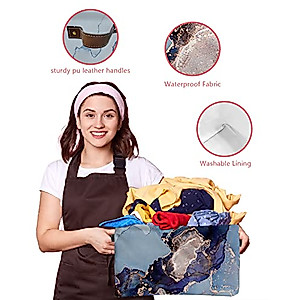 Blue Purple Aqua Marble Texture Storage Bins 2 Pack, Large Waterproof Storage Baskets for Shelves Closet, Chinese Abstract Art Ombre Storage Basket Foldable Storage Box Cube Organizer with Handles