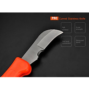 Edward Tools Electrician Curved Blade Knife - Lockback Folding Design Utility Knife - Stainless Steel Knife For Cable Stripping, Cutting Insulation, Cable Ties, Tape, Pulls Cuts, Splicing - Ergo Grip