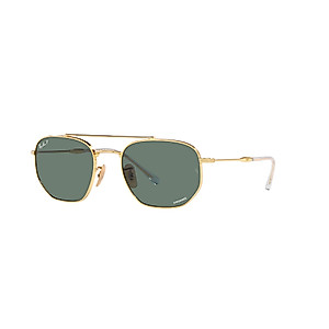 Ray-Ban RB3707 Square Sunglasses, Gold/Polarized Grey, 54 mm