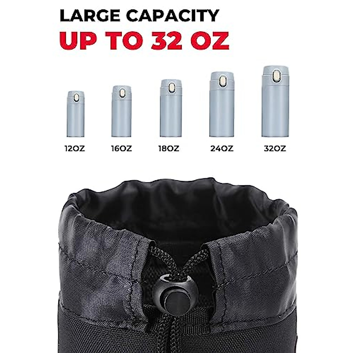 KEMIMOTO Motorcycle Cup Holder, 32OZ Motorcycle Drink Holder with 0.6"-1.5" Alligator Clamp, ATV Cup Holder with Front Pocket for Motorcycle, ATV/UTV, Scooter, Boat, Kayak, Bike, Walker, Black