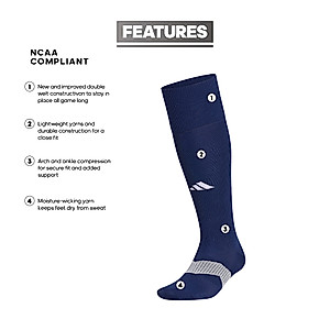 adidas Unisex Metro 6 Soccer Socks (1-pair), Team Navy Blue/Clear Grey/White, Large