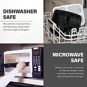 Ez Prepa - 10 Pack Bento Box Meal Prep Containers - Adult Bento Box & Lunch Box Containers - Dishwasher Safe Lunch Containers - Bento Lunch Box & Snack Containers - Meal Prep Container Microwave Safe