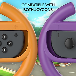 TALK WORKS Steering Wheel Controller for Nintendo Switch 2 Pack - Switch Racing Games Accessories Joy Con Controller Grip for Mario Kart - Purple/Orange