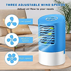 IMIKEYA Personal Air Conditioner: 3 in 1 Portable Air Conditioner Fan, Evaporative AC Mini Air Conditioner Humidifier With 3 Speeds Air Cooler Desk Misting Cooling Fan for Room Office Home 7 LED Light