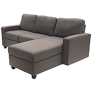 Serta Palisades Reclining Sectional Sofa with Right Storage Chaise, Small Couch with Built-In Storage, Low-Maintenance & Family-Friendly Fabric, Gray