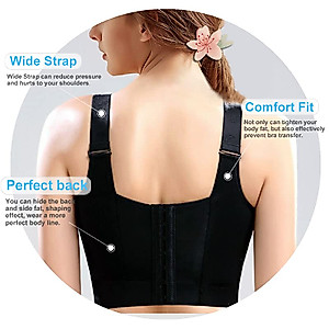 Runilut Women's Push Up Bra,Full-Coverage Underwire Bra,Hide Back Fat Deep Cup Bra,Smoothing T-Shirt Bra,Sculpting Uplift Bra Black 38C