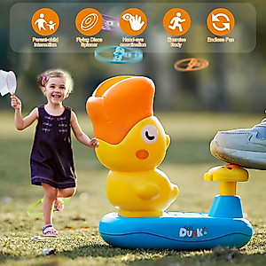ETPlanet Outdoor Toys for Kids Ages 4-8, Duck Flying Disc Launcher, Summer Outside Yard Activities Toddler Chasing Toy 3 4 5 6 7 Year Old Boys Girl Family Backyard Games Christmas Birthday Gifts