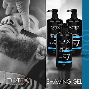 Totex Cool Shaving Shave Gel Professional Formula Sensitive Smooth Effect Best For Sense With Pump Easy Economical Use For Men & Women 750 ml