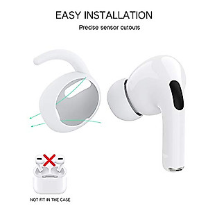 Ear Hooks for AirPods Pro,Anti-Slip Ear Tips Accessories Compatible with AirPods Pro 2019 (White) Not Fit in Charging Case -3 Pairs