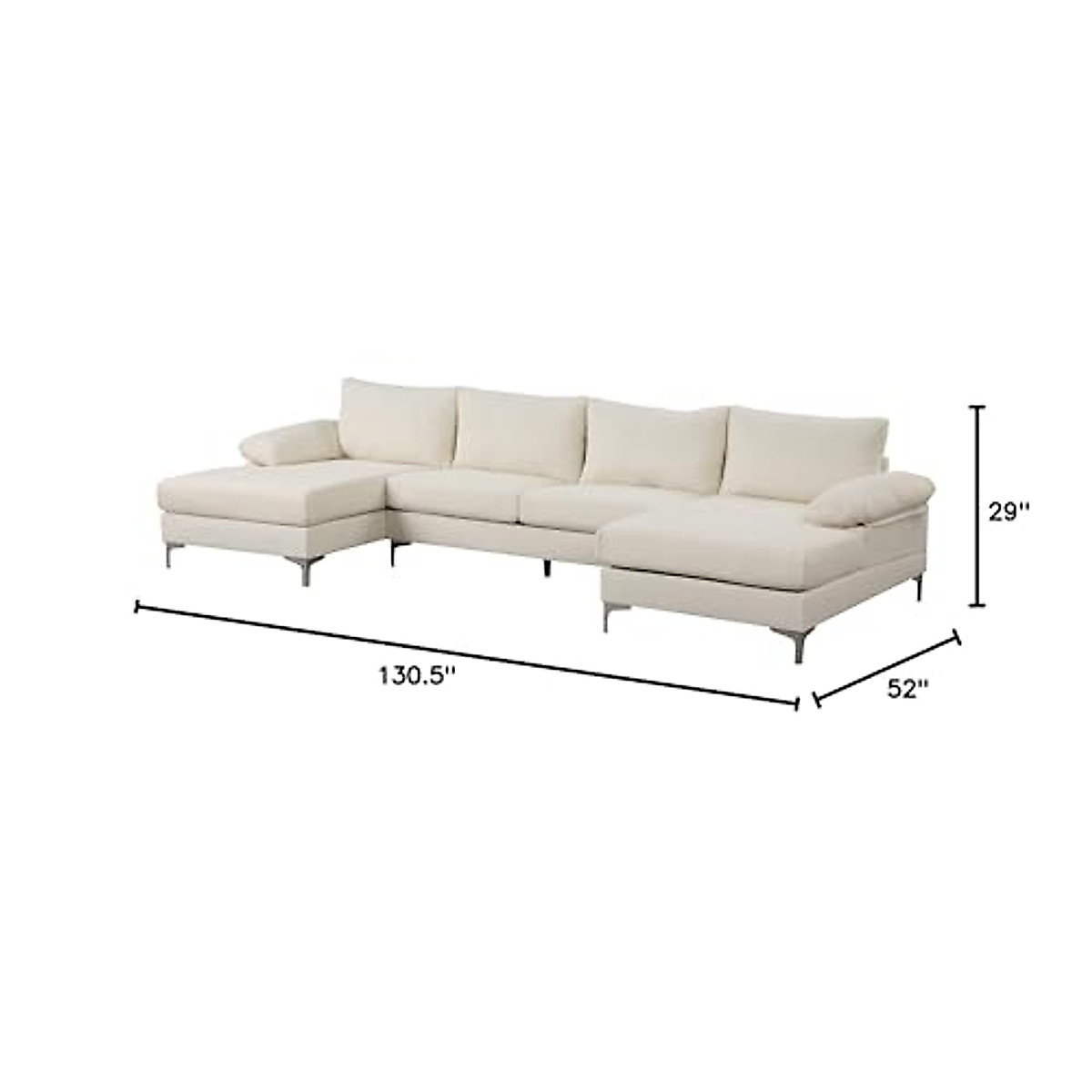 Casa Andrea Milano Modern Large BOUCLÉ U-Shape Sectional Sofa, Luxury Couch with Extra Wide Chaise Lounge, Couch for Living Room Apartment Lounge, Cream Boucle