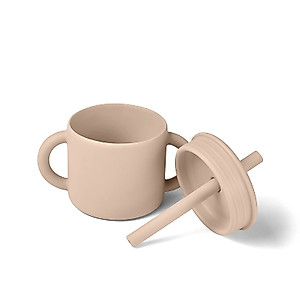 Silicon Sippy Trainer Straw Cups Double Handle Silicone Cup, Baby Training Cup with Handles Lid and Straw, BPA Free, Unbreakable 6.7oz