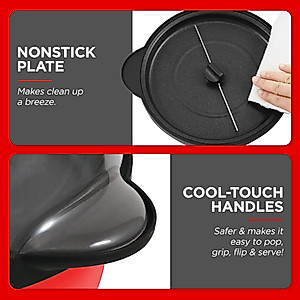 Elite Gourmet EPM330R Automatic Stirring 3Qt. Popcorn Maker Popper, Hot Oil Popcorn Machine with Measuring Cap & Built-in Reversible Serving Bowl, Great for Home Party Kids, Safety ETL Approved, Red