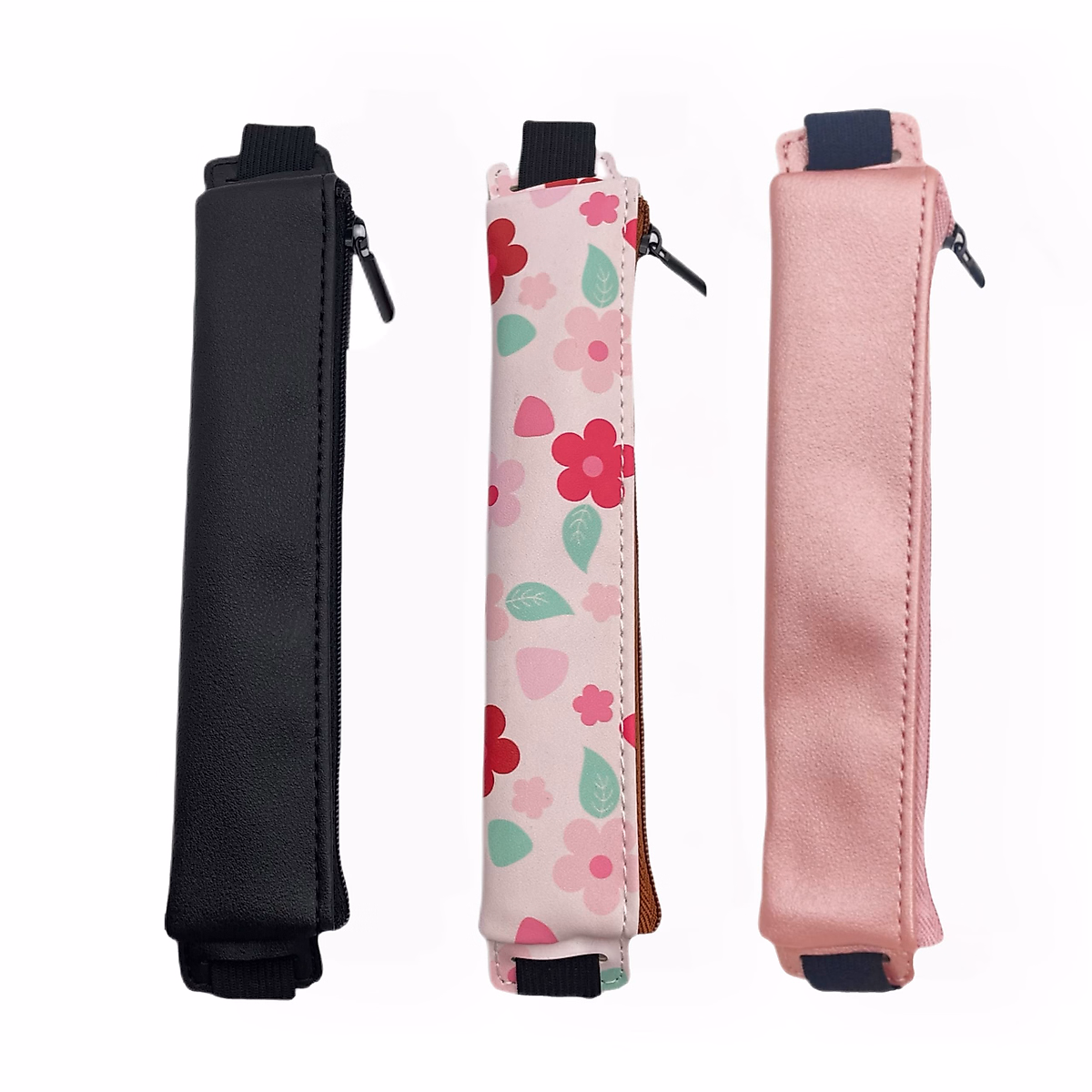 LuFOX 3-Pack PU Leather Pen Pencil Pocket Case Sleeve Holder Pouch with Elastic Band for Book Notebook Bible