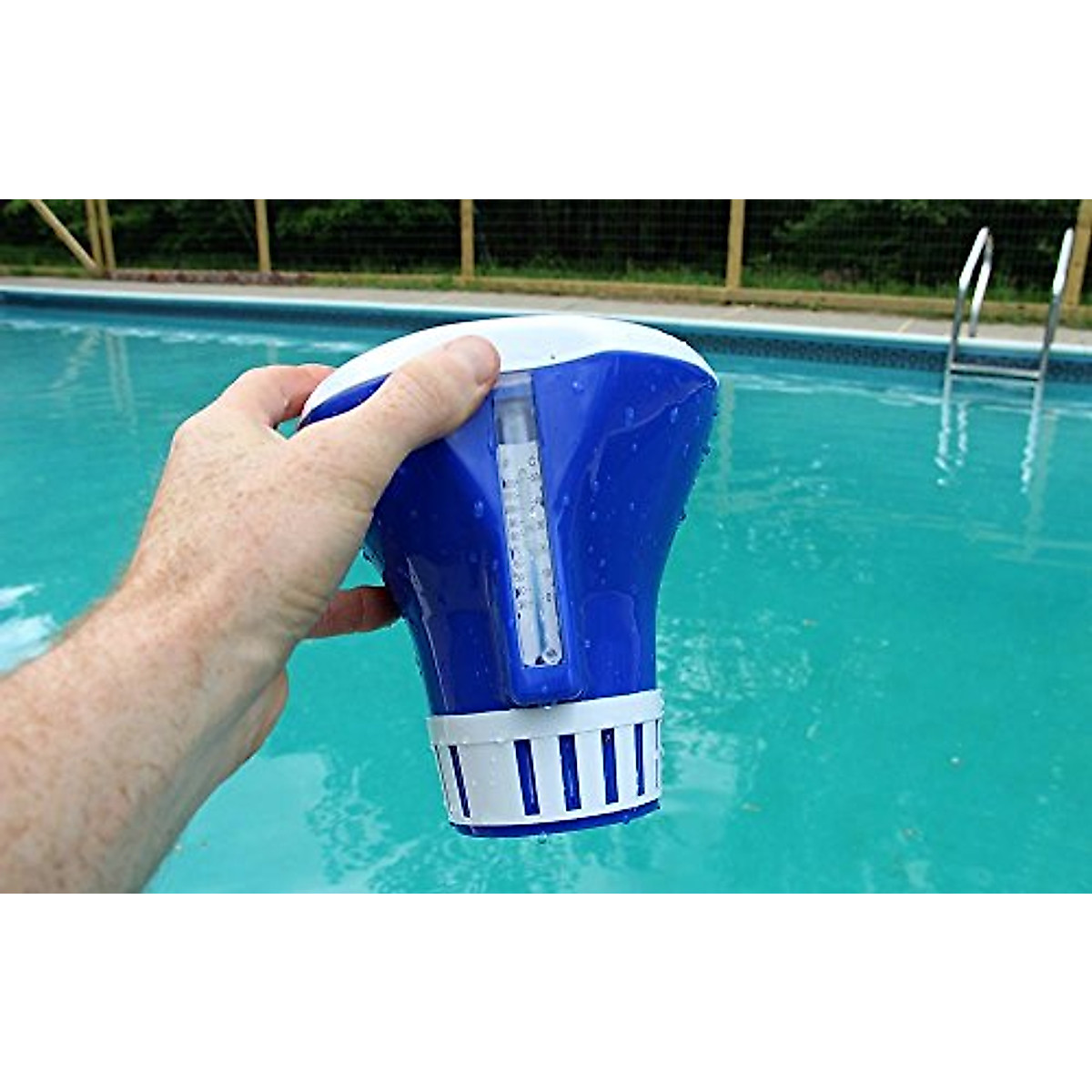 Aquatix Pro Pool Chlorine Floater Dispenser with Thermometer for 1 to 3 inch Tablets, Large & Durable Floating Dispenser for Spa, Hot Tub, In-ground & Above Ground Pools, Adjustable Flow Rate