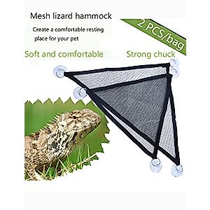 2 Pack（Small） Bearded Dragon Lizards Hammock Triangle Shape with Strong Suction Cup Reptile Hammock Decor Accessories Suitable for Large & Small Geckos, Chameleon or Lizards