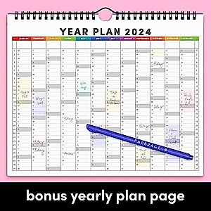 PAPERAGE Calendar 2024-12 Month (Black & White), Minimalist Wall and Desk Calendar with Monthly Views and Yearly Plans – Small (9 in x 11 in)