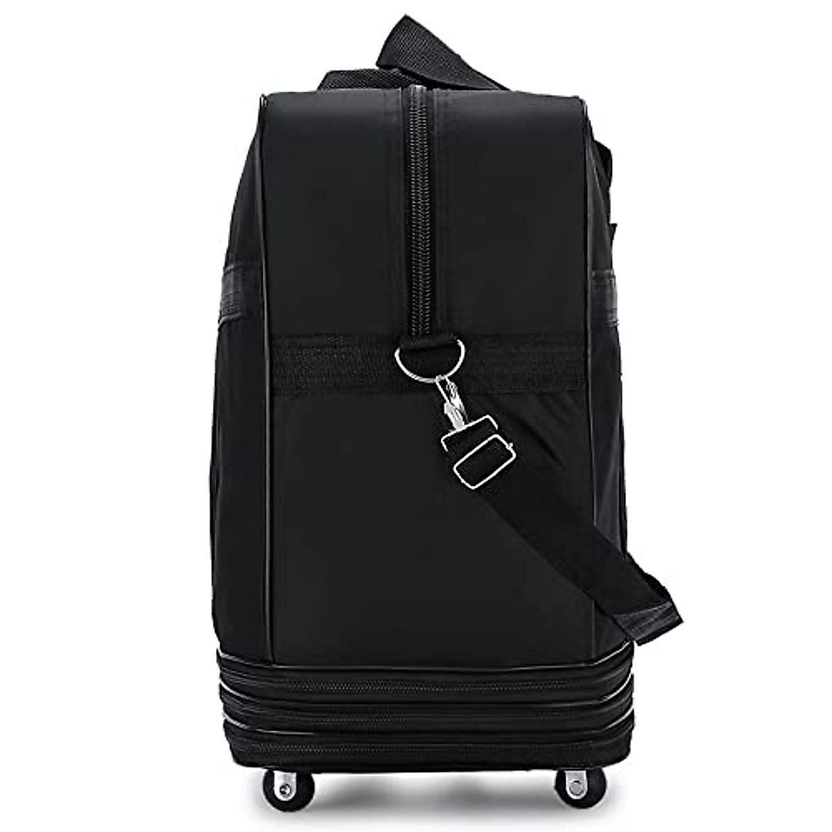 Radefasun Expandable Extra Large Travel Oxford Duffel Bag with Wheels Waterproof Lightweight Traveling Foldable Suitcase (Black, M)