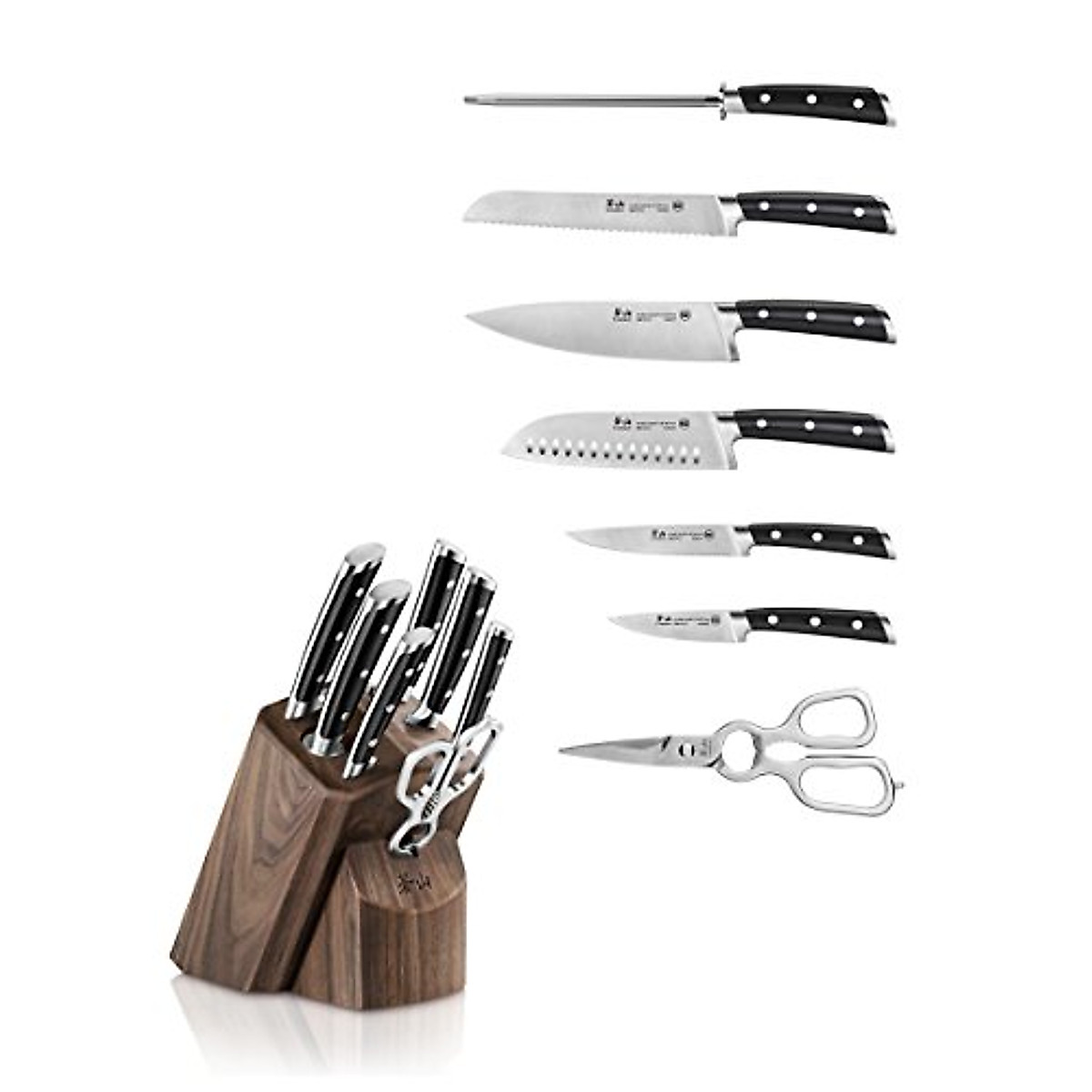 Cangshan TS Series 1020878 Swedish 14C28N Steel Forged 8-Piece Knife Block Set, Walnut