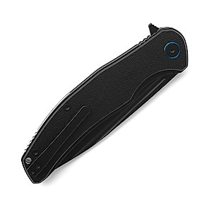 Miguron Knives M Velona Folding Knife,4.03" Black PVD 14C28N Blade Black G10 Handle With Titanium Pocket Clip,Camping Hiking Pocket Knife MGR-803BKII