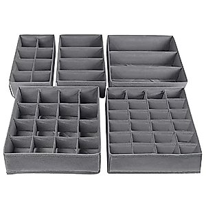 Lourome 5pc Bra and Underwear Organizer Set. Divider Bra Organizer, Sock Organizer, Underwear Storage Organizer, Clothes Organizer, Tie Organizer. Closet Organizer, Dresser Drawer Dividers Organizers