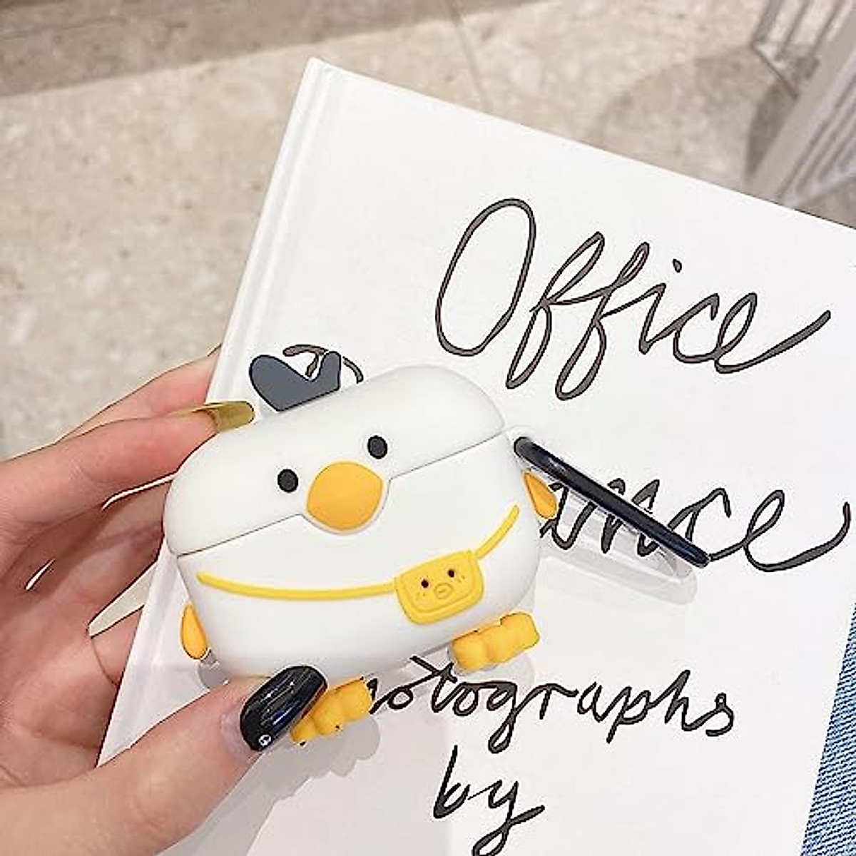 Cute Duck Case for Airpod 3rd Generation Cases Cover, Funny 3D Cartoon Kawaii Airpods 3 Silicone Cases Cover with Cleaning Kit & Keychain for Apple AirPods 3rd Gen for Boys Girls Kids Teen, Bag Duck