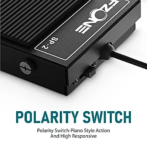 FZONE Compact Sustain Pedal for Keyboards Digital Pianos Synthesizers,Tone Modules,Drum Machines All Metal Heavy Design,Non-Slip,with Polarity Switch