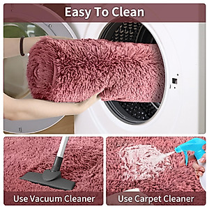 Merelax Soft Modern Indoor Large Shaggy Rug for Livingroom Bedroom Dorm Kids Room Home Decorative, Non-Slip Plush Fluffy Furry Fur Area Rugs Comfy Nursery Accent Floor Carpet 8x10 Feet, Blush