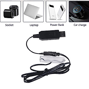 TINGLI USB Power Supply Cable for AA Battery,Replace 3AA 4.5V Battery,Reusable Batteries for Clocks, Toys, Holiday Lights, Fans, LEDs(Separable) Black