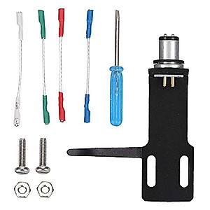 Mugast Phono Headshell Kit,6.4CM Aluminum Alloy Turntable Cartridge Phonograph Player Record Player Headshell,Include 4 Pcs Cables and 2 Pcs Screws (Black)
