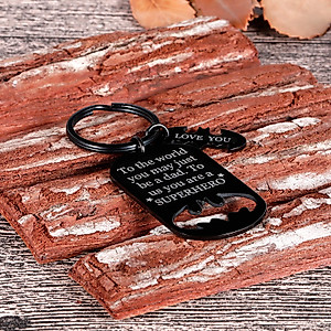 Fathers Gifts Dad Birthday Keychain for Daddy Step Dad to Be Husband from Daughter Son Wife Kids I Love You Key Ring Father of The Bride Step Father Figure Wedding Anniversary Men Him Black