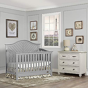 Dream On Me Ella 5-in-1 Full Size Convertible Crib in Pebble Grey, Greenguard Gold Certified