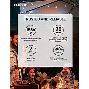 ELEGRP PQR10 Outdoor Smart Plug Waterproof IP66, WiFi Plug Compatible with Alexa & Google Assistant, Smart Outdoor Outlet for String Lights, No Hub Required, 400W Max, UL Certified, 1 Pack, Grey