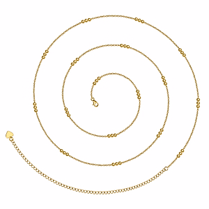 AllenCOCO 18K Gold Plated Beach Bikini Body Chain Metal Three Beads Waist Chain Adjustable Sexy Belly Chain for Women Girls