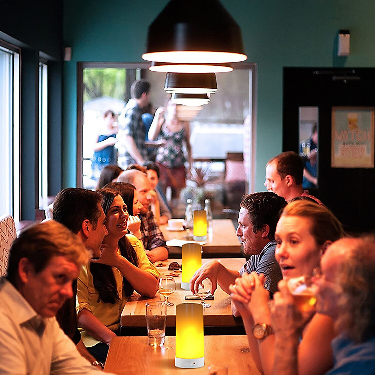 Kitmose 4X LED Flame Effect Light , USB Rechargeable 4 Modes Flickering Flame Candle Lantern with Remote Timer Gravity Sensing Effect Magnetic Base Waterproof Dimmable Outdoor Hanging Lamps Camping