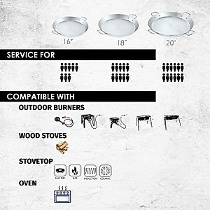 Concord Premium Stainless Steel Paella Pan with Heavy Duty Triply Bottom (16" (40 CM))
