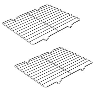 Linkidea Metal Grate Cooling Rack Pack of 2, Stainless Steel Baking Cooling Rack Rectangle 8'' x 10'', Oven Safe Grid Wire Racks for Roasting Disposable Pan