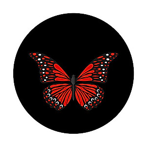 Red Butterfly Black Background PopSockets Swappable PopGrip