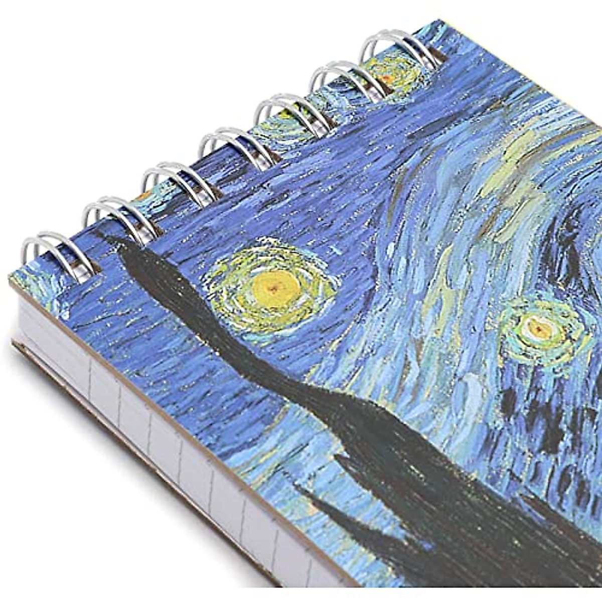 The Gifted Stationery 3-Pack Vincent Van Gogh Designs Spiral Memo Notepads with Hard Cover & Lined Paper, 8.4 inches Long x 3.75 inches
