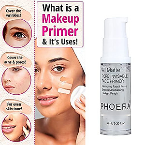 2 Pack PHOERA Face Primer,Magical Perfecting Base Face Mattifying Primer Anti-Aging WrinklesShrink Pore Remove Fine Lines Exfoliating Anti-Oxidation.(6Ml)