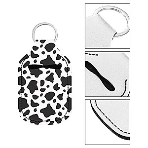 Youngerbaby Lovely Cow Print Travel Size Hand Sanitizer Holder Keyring Girls Keychains with Metal Ring
