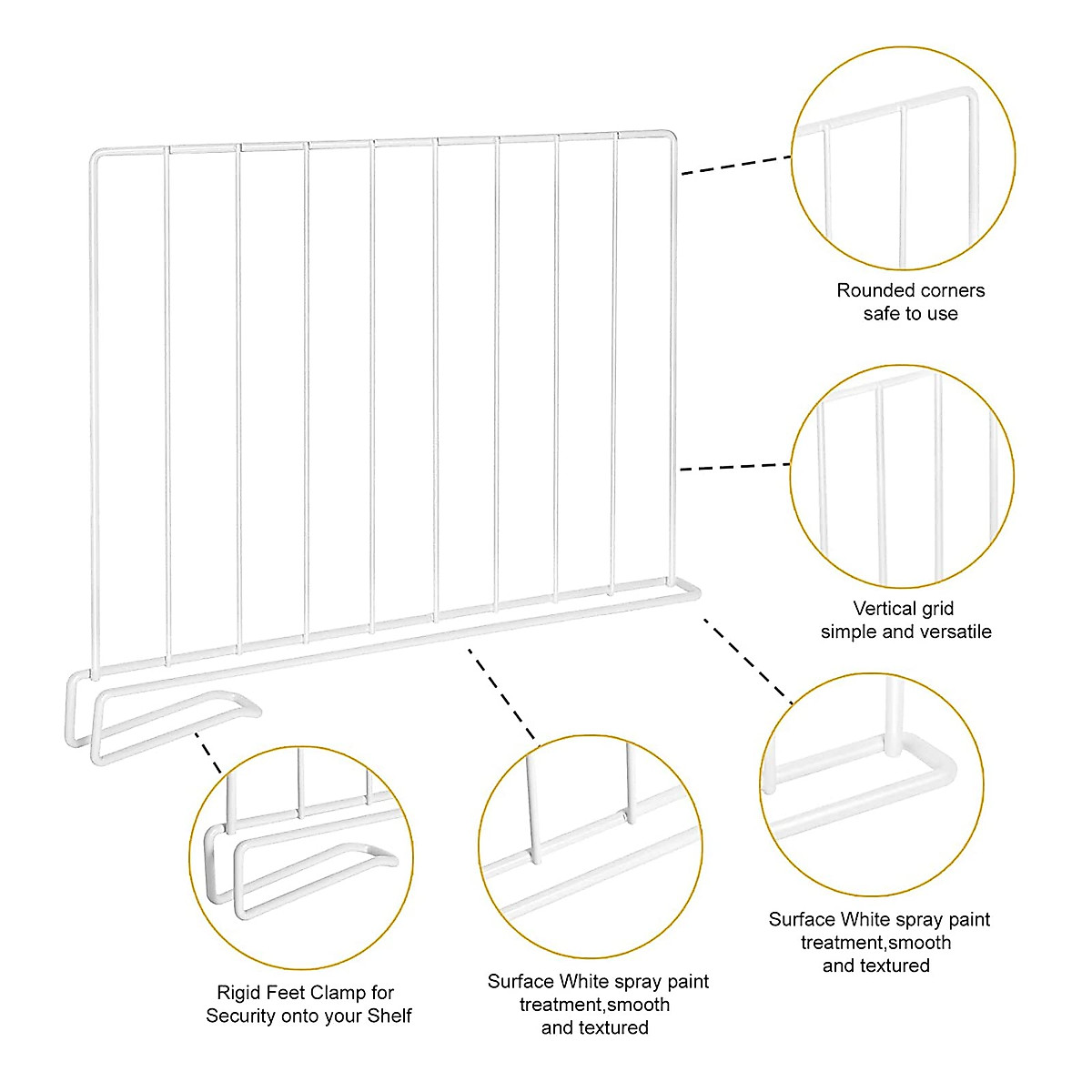 SEHERTIWY Shelf Dividers, 18 Pack Metal Closets Shelves Organizer, Wood Shelf Divider for Clothes, Book and Bedroom Organization