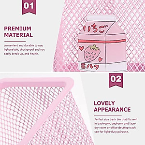 DOITOOL Trash Can Cute Rectangle Desktop Trash Can Mini Desktop Wastebasket Pencil Case Flower Pot Storage Basket, 3.14 x 3.14 x 3.74 inch (Pink)