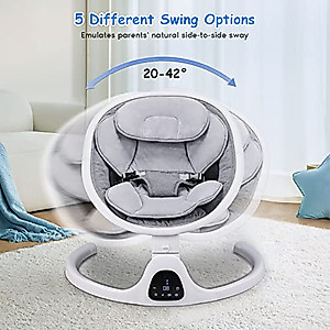Baby Swings for Infants, Bluetooth Baby Bouncer with Built-in Lullabies and Timer Function, 5 Swing Options Baby Chair for Newborn Infants to Toddler 0-9 Months, 5-20 lbs