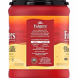 Folgers Blonde Silk Light Roast Ground Coffee, 9.6 Ounce