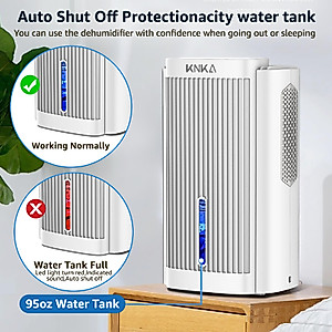 Dehumidifier,95 OZ Water Tank, 850 sq. ft, Quiet Dehumidifier for Basement, Bathroom, RV, Closet, Bedroom with Auto Shut Off, Sleep Mode,7 Colors LED Light, Dehumidifiers for Home,White