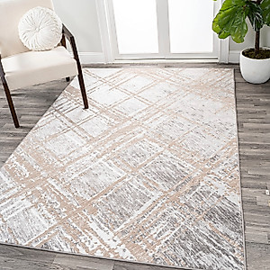 JONATHAN Y SOR201C-3 Slant Modern Abstract Indoor Area Rug, Transitional, Contemporary, Solid & Striped, Bedroom, Kitchen, Living Room, Easy-Cleaning, Non-Shedding, 3 X 5, Beige/Gray