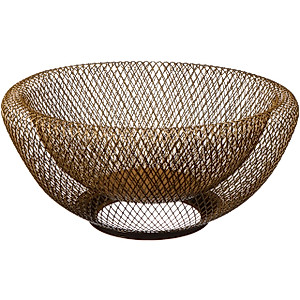 Cq acrylic Fruit Basket For Kitchen,Fruit Basket With Banana Hanger,Fruit and Vegetable Storage Holder For Kitchen Countertop,Golden